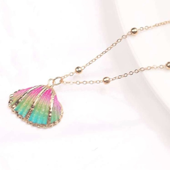 Jewelry | Ombre Scallop Shell Rainbow Bivalve Clam Oyster Golddipped ...